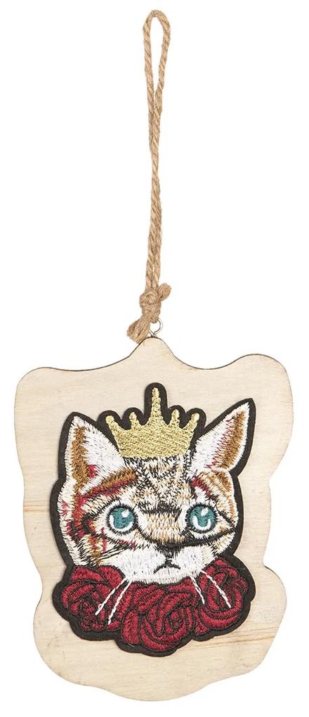 Závěsná dekorativní ozdoba kočka s korunkou - 12*17 cm