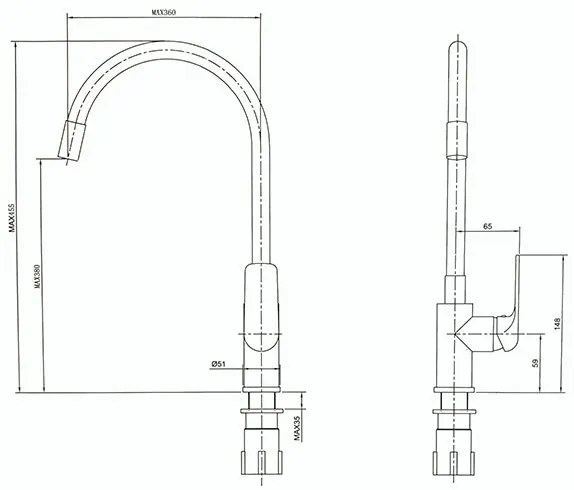 Hydroland Dřezová stojánková páková baterie s flexibilním ramínkem Emma Flex B.EMMA.WBI