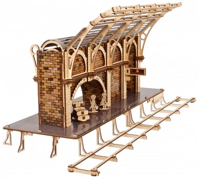 Ugears 3D dřevěné mechanické puzzle Harry Potter - vlakové nástupiště