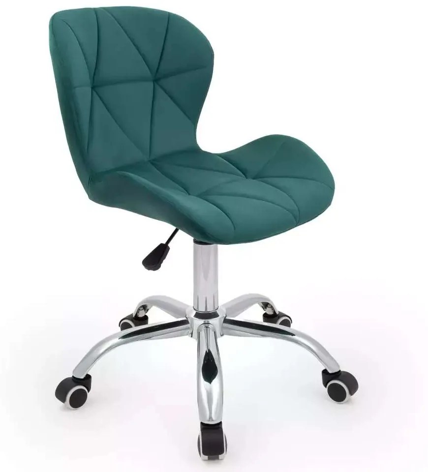 LuxuryForm DESIGN Otočná židle LIVIO VELUR na stříbrné podstavě s kolečky - zelená