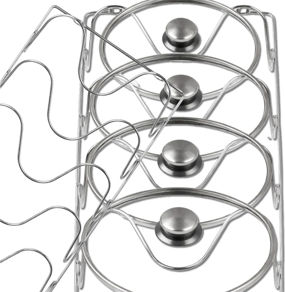 Camerazar Držák kuchyňských poklic pro 5 poklic, kovový, nástěnný, k zavěšení na dveře nebo zeď