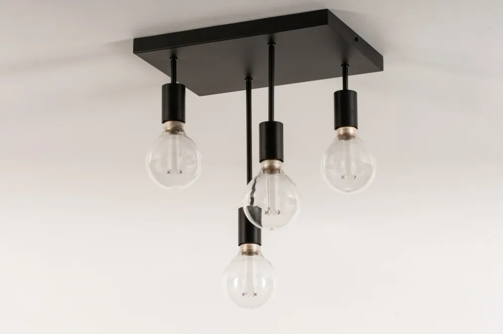 Stropní černé svítidlo do obýváku Flexform Quadro Bulb Accapulco