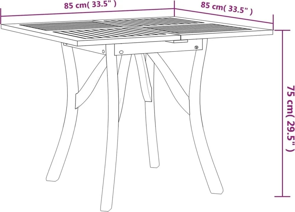 vidaXL Zahradní stůl 85 x 85 x 75 cm masivní akáciové dřevo [363304]