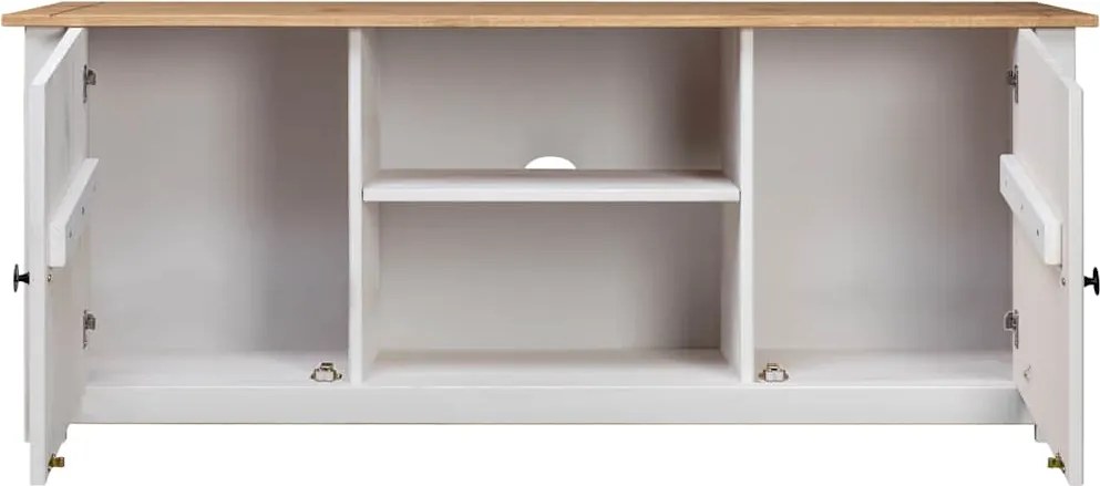TV skříňka bílá 120 x 40 x 50 cm masivní borovice řada Panama 282672