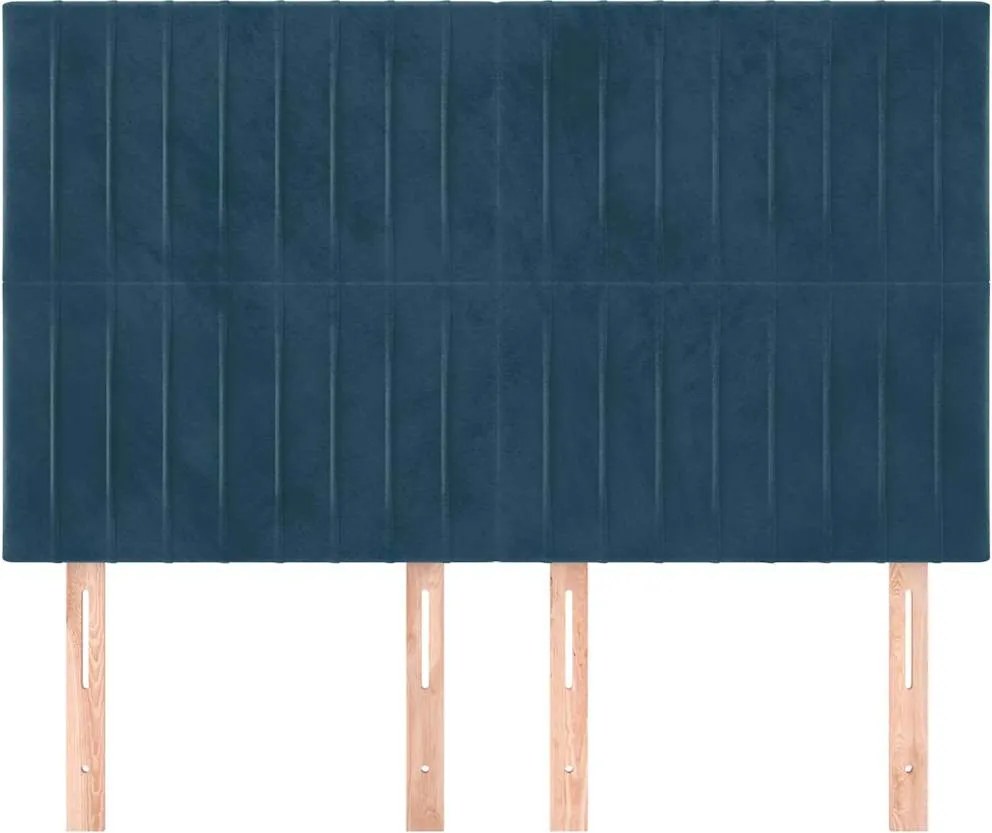 Čelo postele tmavě modré 144x5x118/128 cm sametové 3116622