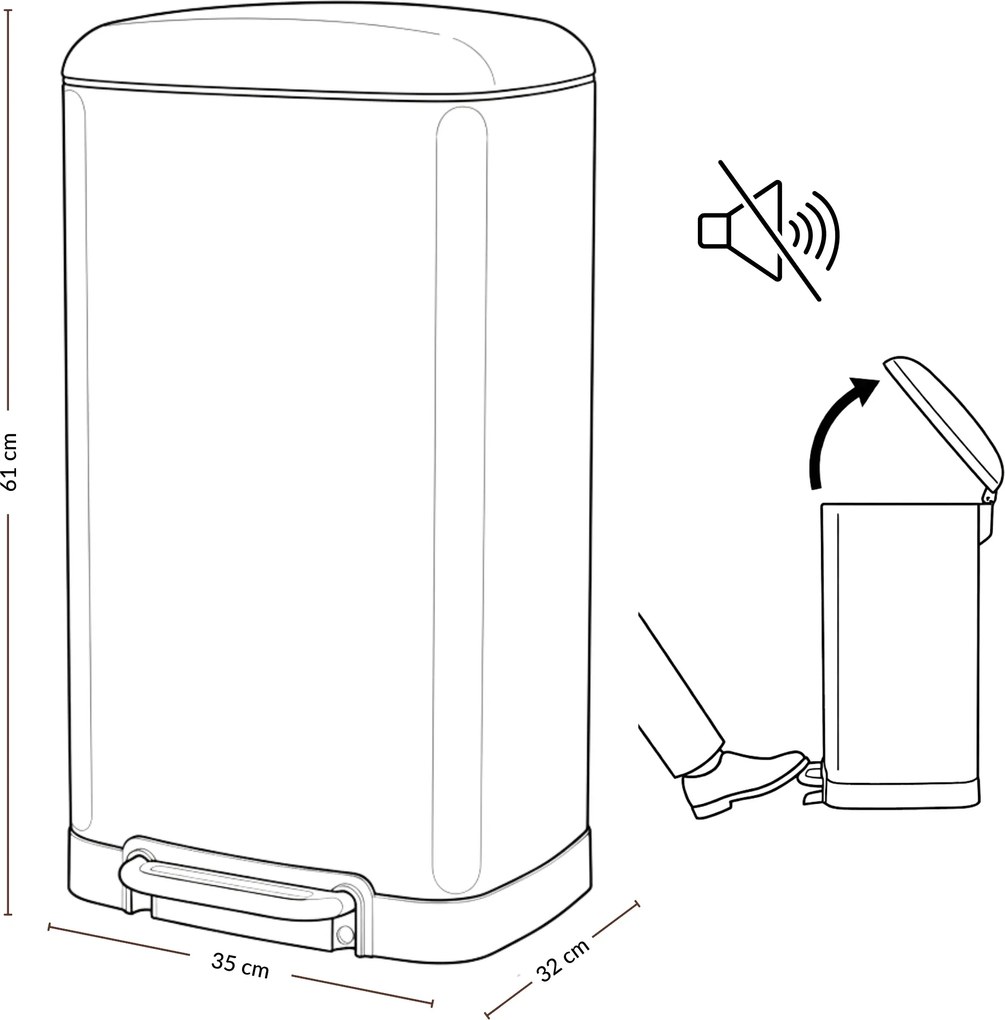 Odpadkový koš s pedálem MYK, 30 l – bílý