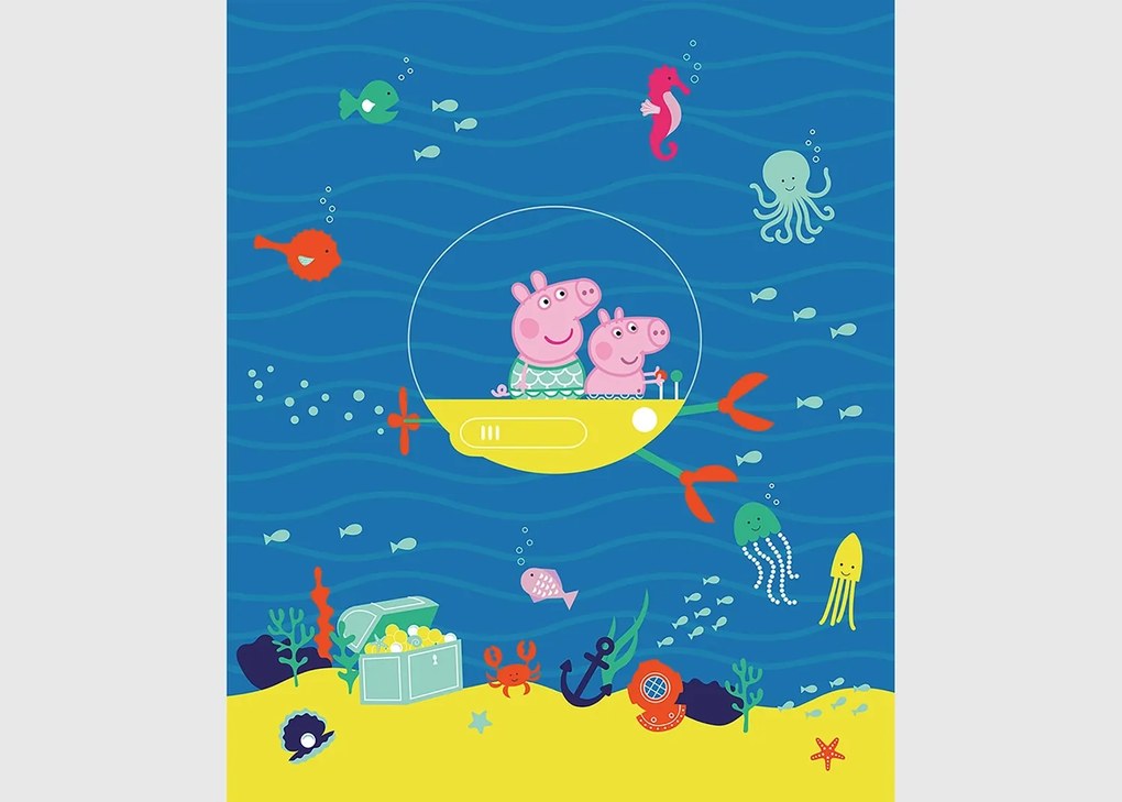 Dětská vliesová fototapeta na zed' Prasátko Peppa Podvodní Dobrodružství | 225 x 270 cm | DFTD3P5171