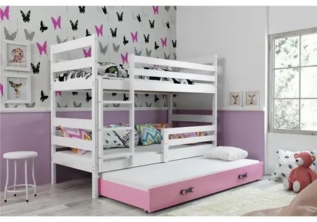 Dětská patrová postel ERYK s výsuvným lůžkem 90x200 cm - bílá Šedá