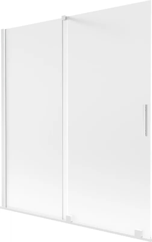 Mexen Velar, 2-křídlová posuvná vanová zástěna 150 x 150 cm, 8mm sklo námraza, bílá matná, 896-150-000-31-20