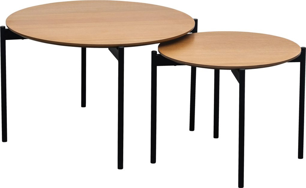 XXXLutz SADA ODKLÁDACÍCH STOLKŮ, přírodní barvy, černá, kov, kompozitní dřevo, 70/50/45/42/70/50 cm MID.YOU - Online Only konferenční stolky - 000575037901