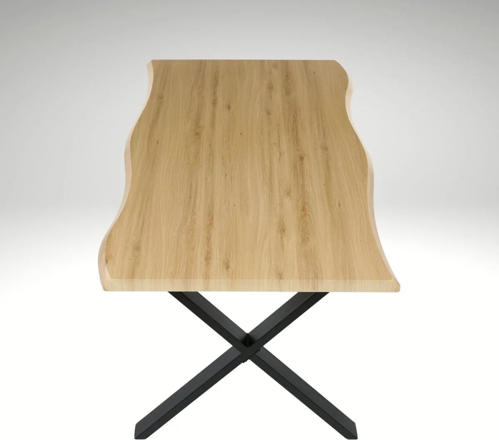 Vikio Jídelní set pro 6 osob 180x90 cm soft dub noha X černá židle s područkami VJS228-6C