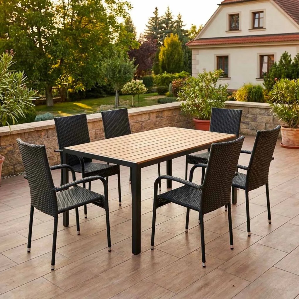 Vikio Zahradní ratanový set 150x90 pro 6 osob DT276-P přírodní