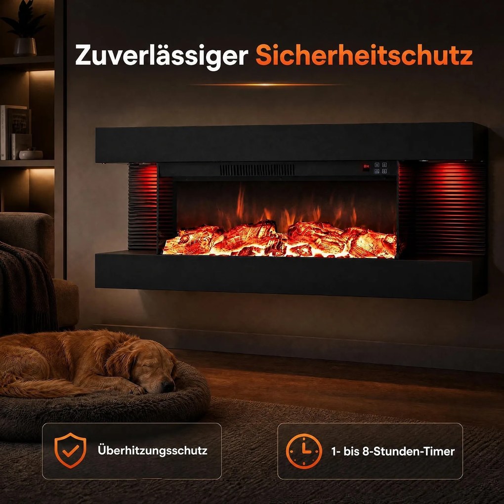 Costway Třístranný elektrický krb 102 cm s LED, černý