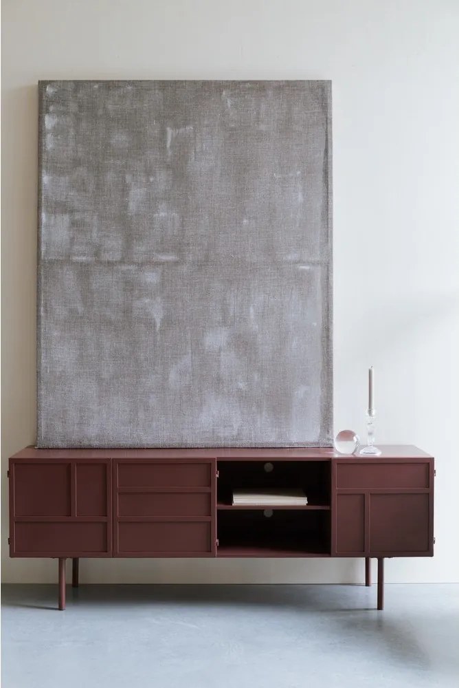 Červený kovový TV stolek 160x58x36 cm Davis – White Label