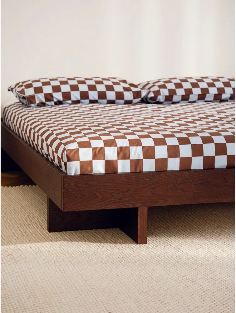 Dvoulůžková postel z MDF v dekoru dubu bez čela s roštem 140x200 cm v přírodní barvě Kito – noo.ma