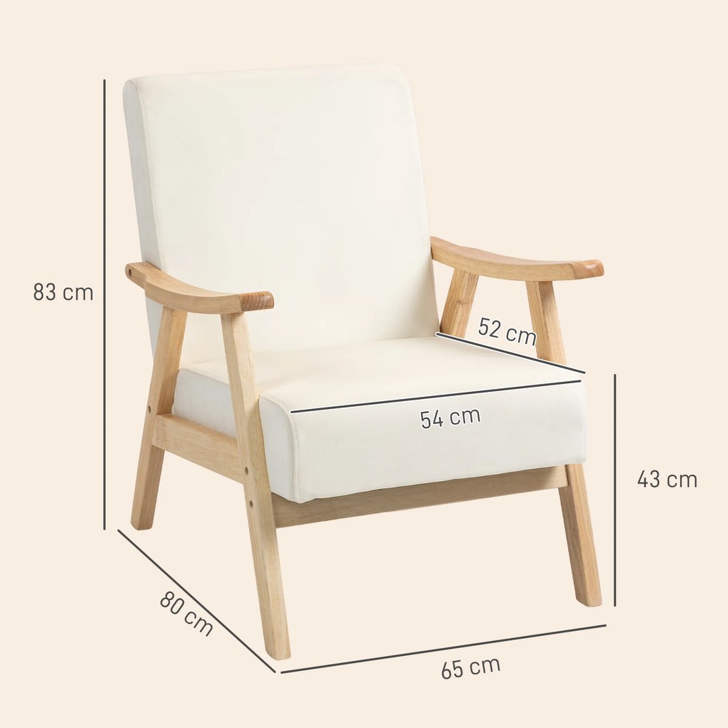 HOMCOM Křeslo do Obývacího Pokoje Nordic S Područky, Polstrování, Padded Křeslo s Dřevěným Rámem, Křeslo s Vzhledem Veluru, Čalouněné Křeslo do Ložni…