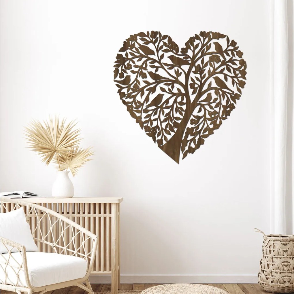 dřevo života Dřevěná dekorace na zeď ZPÍVAJÍCÍ SRDCE Barevný vzor: Bílá, Rozměry (cm): 60x60