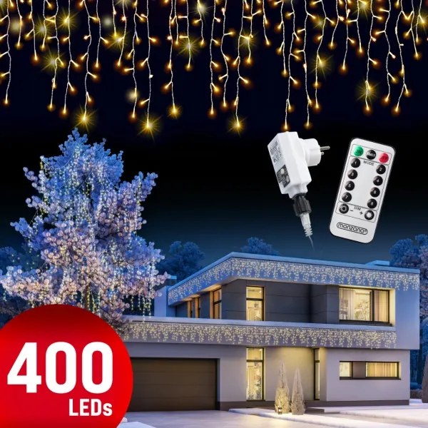 Vánoční světelný závěs 400LED – 15m+ ovladač