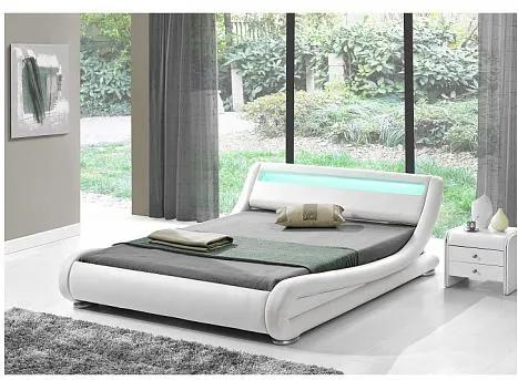 Moderní postel s RGB LED osvětlením FILIDA, bílá, 180x200cm