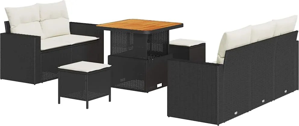 Sada zahradních pohovek s polštářem 8 pcs Černá polyratan 3361555