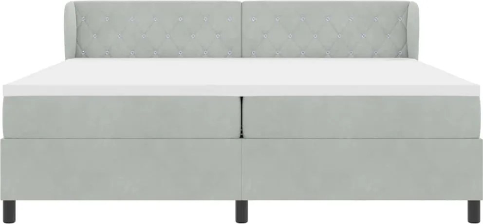 Postel s boxspringem s matrací Světle šedá 200 x 200 cm samet 3340352
