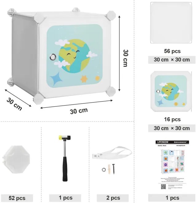 Dětský regál se 16 přihrádkami LPC902W