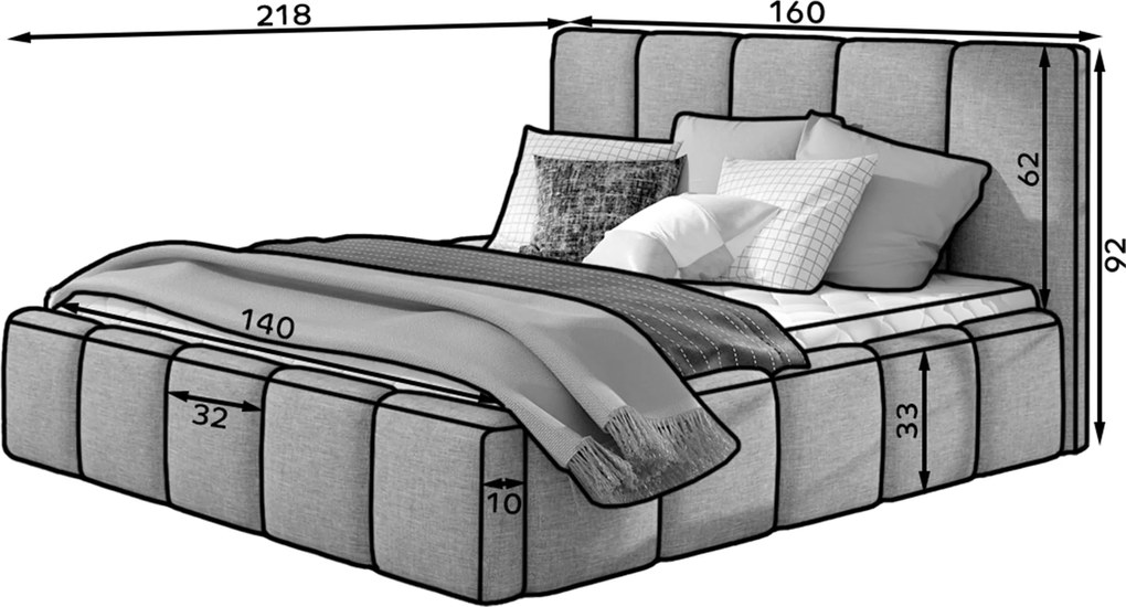 Eltap Čalouněná postel Edvige dřevěný rám Materiál a barva potahu: Sawana 05 - tmavě šedá, Rozměr: 160x200