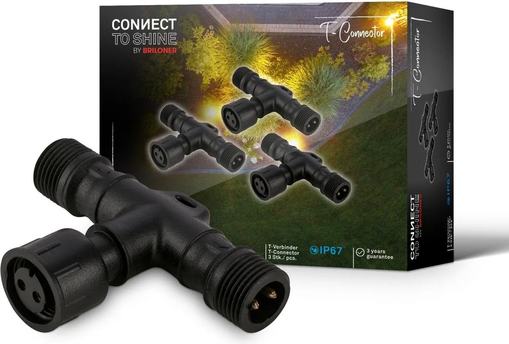 BRI 3910035 CONNECT TO SHINE 3ks sada T-spojka pro rozšíření systému, IP67 - BRILONER