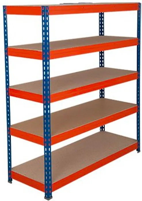Fistar Regál 216x160x40 cm PROFESIONÁLNÍ lakovaný 5-policový, nosnost 2000 kg - MODRO-ORANŽOVÝ