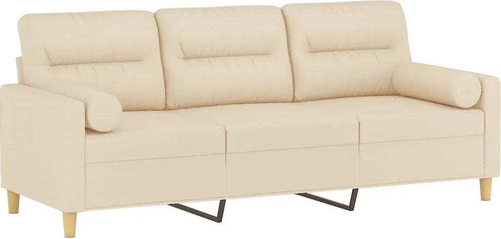 3místná pohovka s polštáři krémová 180 cm textil 3200831