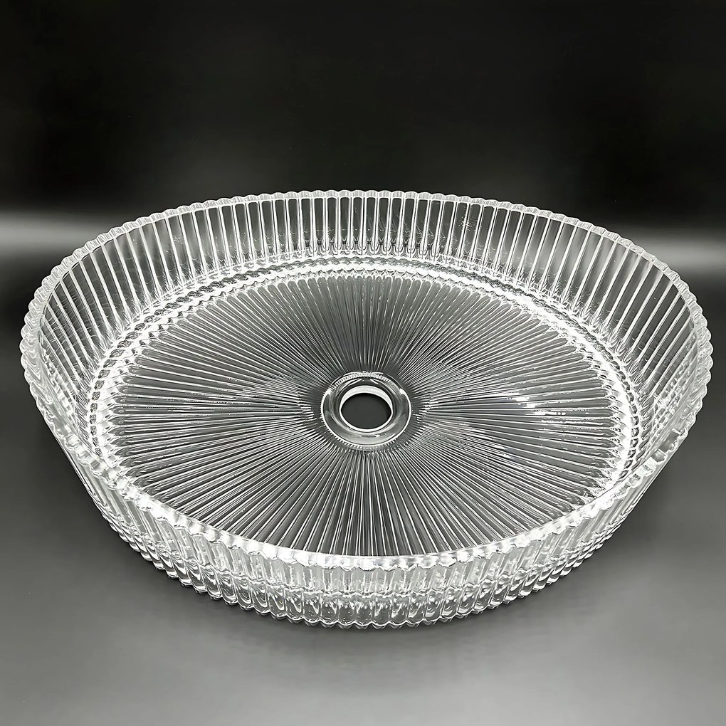 Rea Harper, skleněné umyvadlo na desku 500x370x140 mm, čirá, REA-U8525