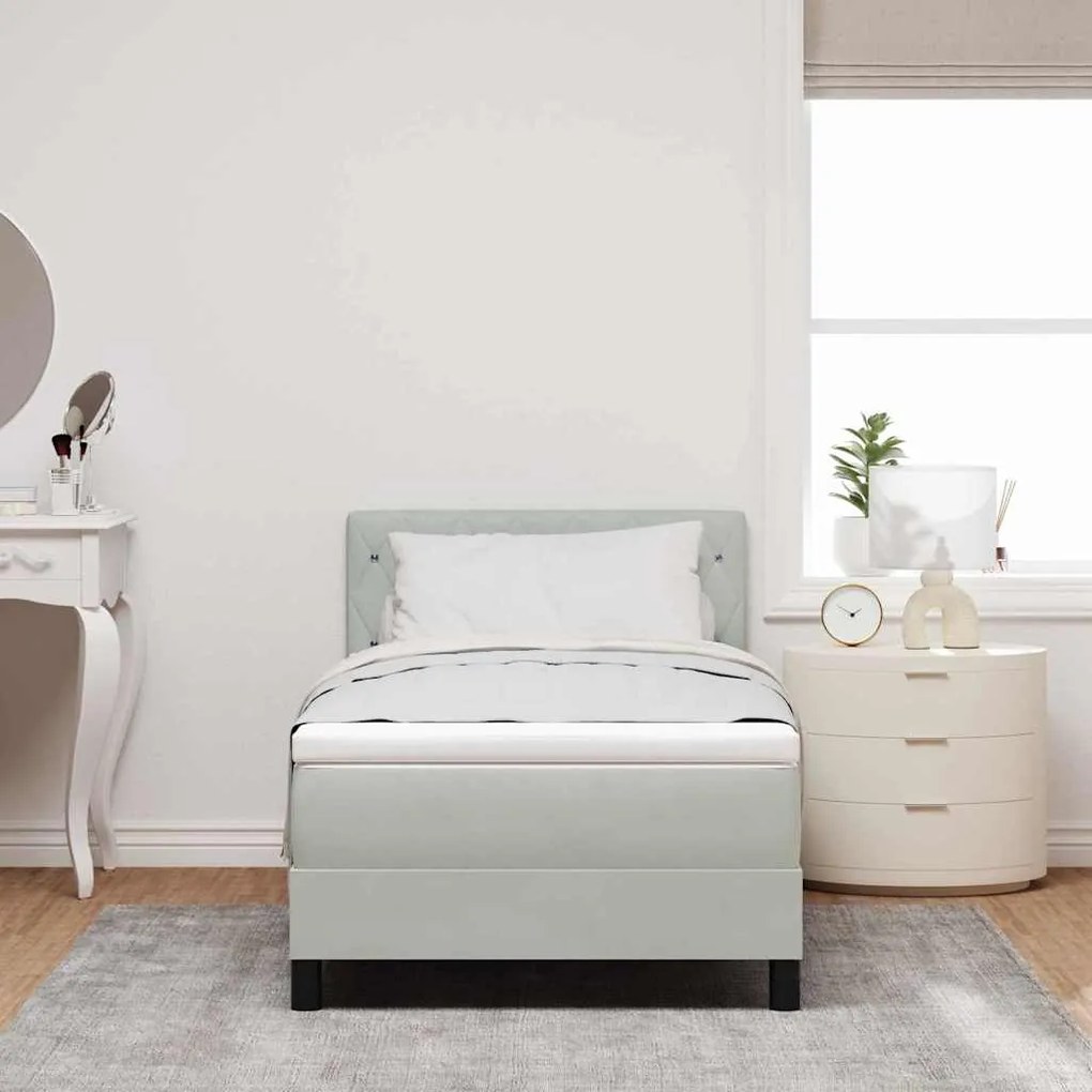Postel s boxspringem s matrací Světle šedá 90 x 190 cm samet 3339074