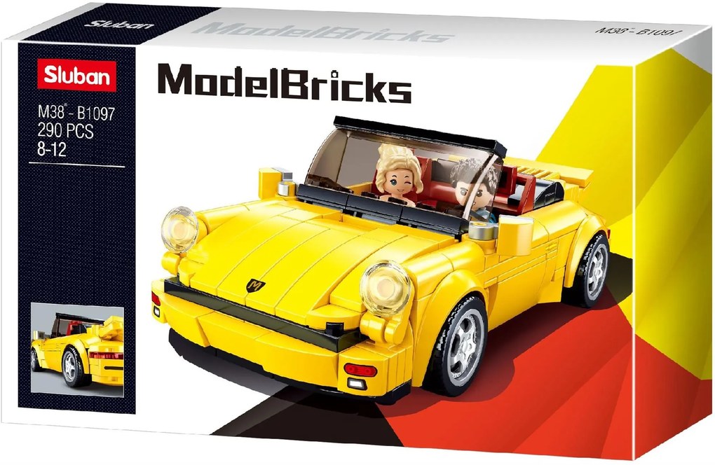 Stavebnice sluban model bricks m38-b1097 německý žlutý sportovní vůz