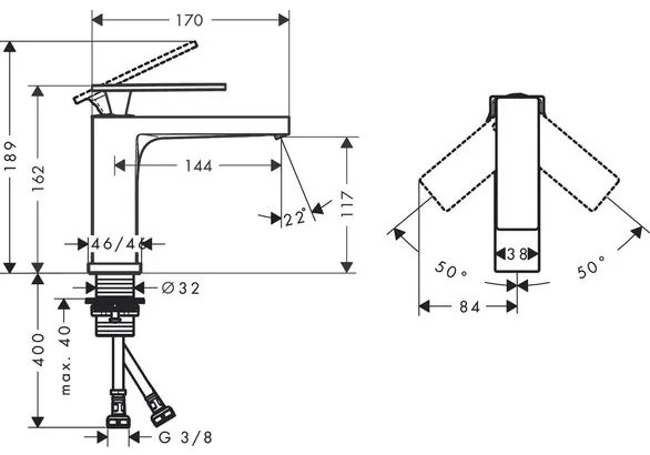 Hansgrohe Tecturis E Umyvadlová baterie, chrom 73011000