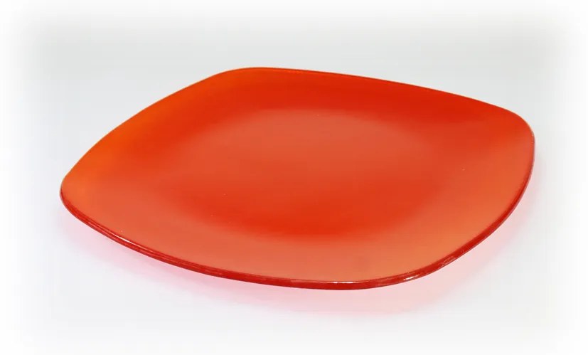 BDK-GLASS Skleněný talíř ATA - červený Rozměr: 27x27cm