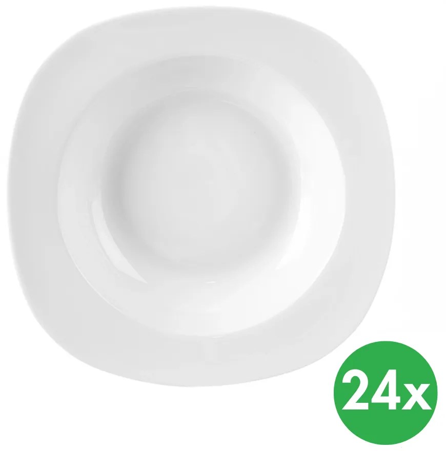 Talíř hluboký MONA, hranatý, 21 x 21 cm, porcelán, 24 ks