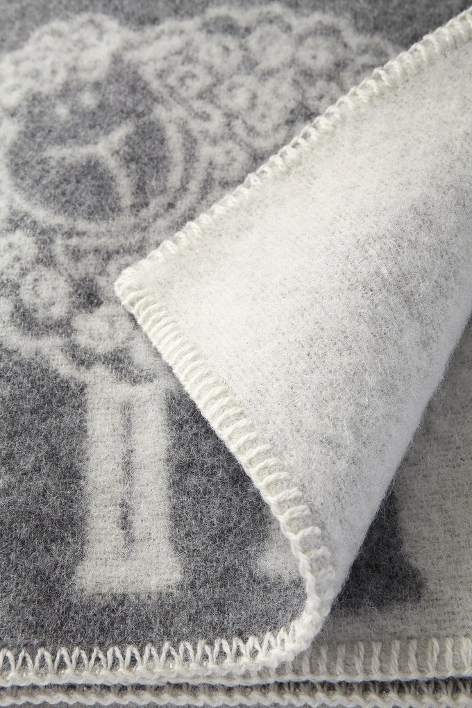 Wooline Vlněná deka s motivem kudrnatého beránka, šedá