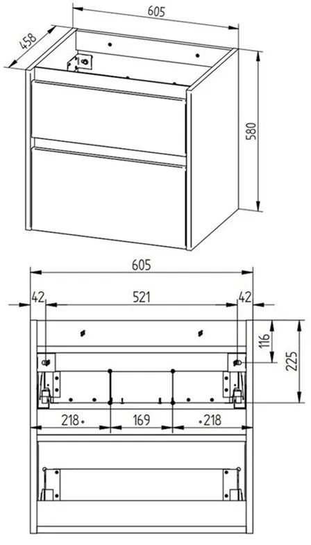 Mereo, Opto, koupelnová skříňka 61 cm, bílá, dub, bílá/dub, černá, CN910S