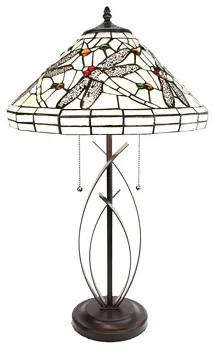 Stolní lampa Tiffany WHITE DRAGONFLY Clayre &amp; Eef 5LL-6287