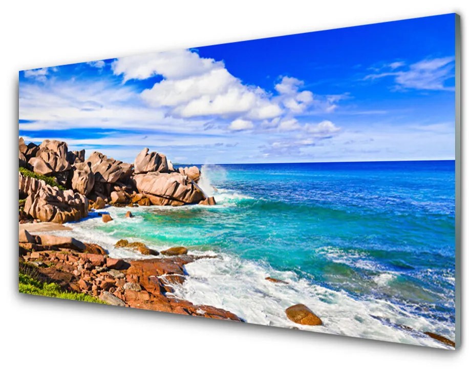 akrylový obraz Pláž Skály Moře Krajina 100x50 cm