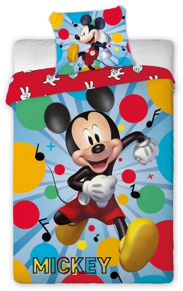 Tiptrade Dětské bavlněné povlečení Mickey Mouse Taneční párty, 140 x 200 cm, 70 x 90 cm