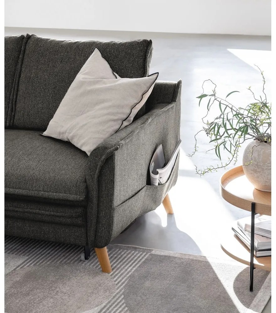 Tmavě šedá rozkládací rohová pohovka (levý roh) Charming Charlie – Miuform