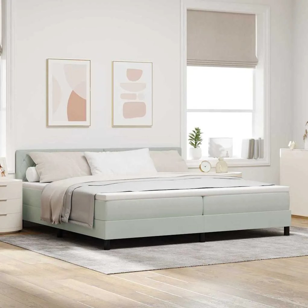 Postel s boxspringem s matrací Světle šedá 200 x 200 cm samet 3339128