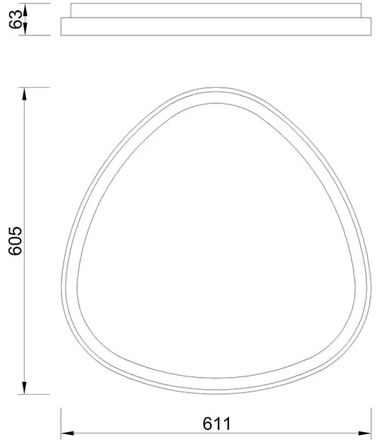 Mantra Niseko II, trojúhelníkové zlaté stropní svítidlo LED 50W, 2700-5000K, dálk. ovládání, 61x61cm