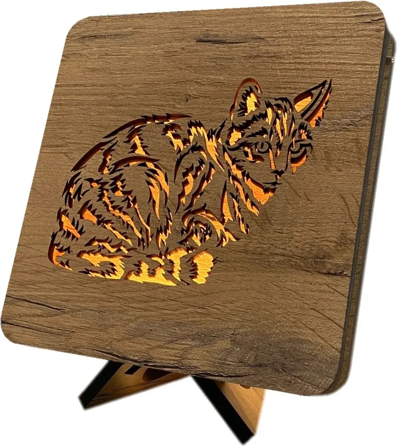 Li-Go "Kočka" lampa 19x19 cm provedení povrchu: ořech