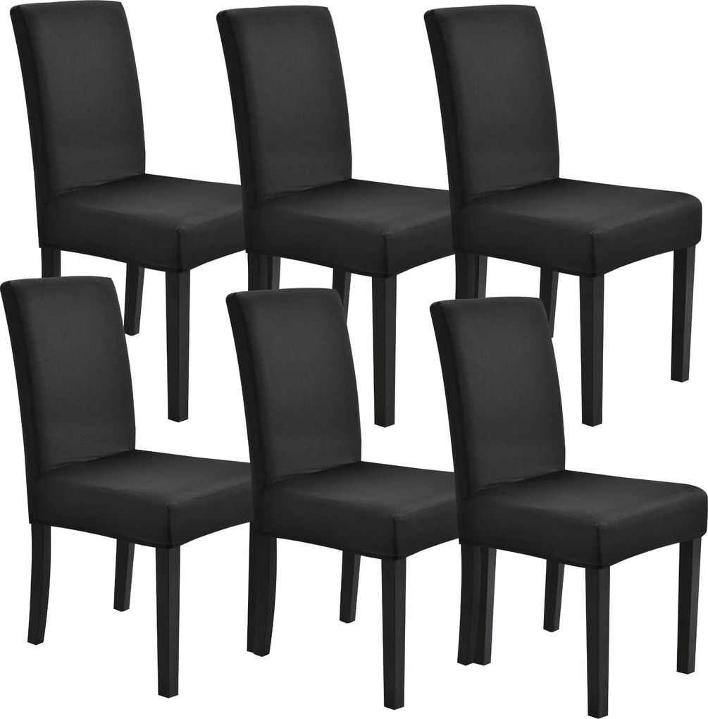 [neu.haus]® Potah na židle - 6 ks sada - černý - napínací streč na židle různych rozměrů