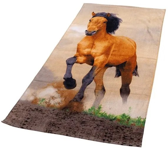 Jerry Fabrics Bavlněná froté osuška 70x140 cm - Kůň Horse brown