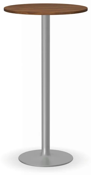 Koktejlový stůl OLYMPO II, průměr 600 mm, šedá podnož, deska ořech