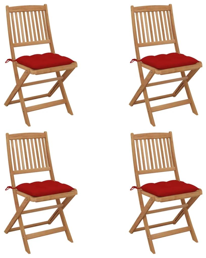 3064692 vidaXL Skládací zahradní židle s poduškami 4 ks masivní akáciové dřevo
