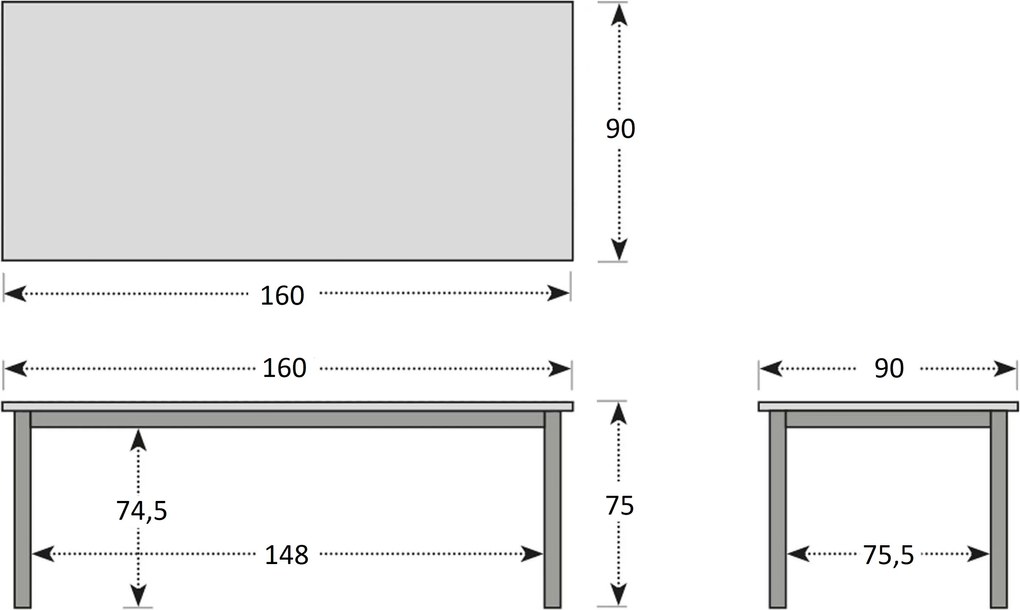 Doppler TEE - zahradní hliníkový stůl 160 cm - (N376) POSLEDNÍ KUS